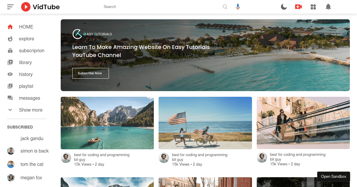 youtube_clone - Codesandbox