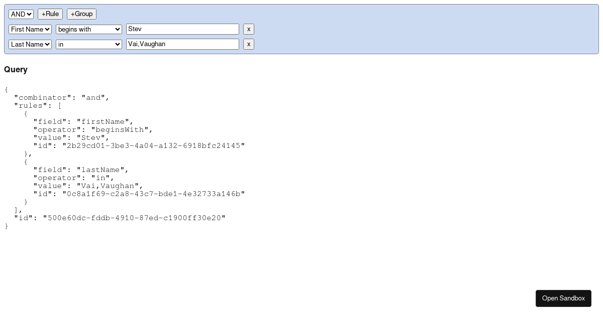 react-querybuilder-material-example - Codesandbox