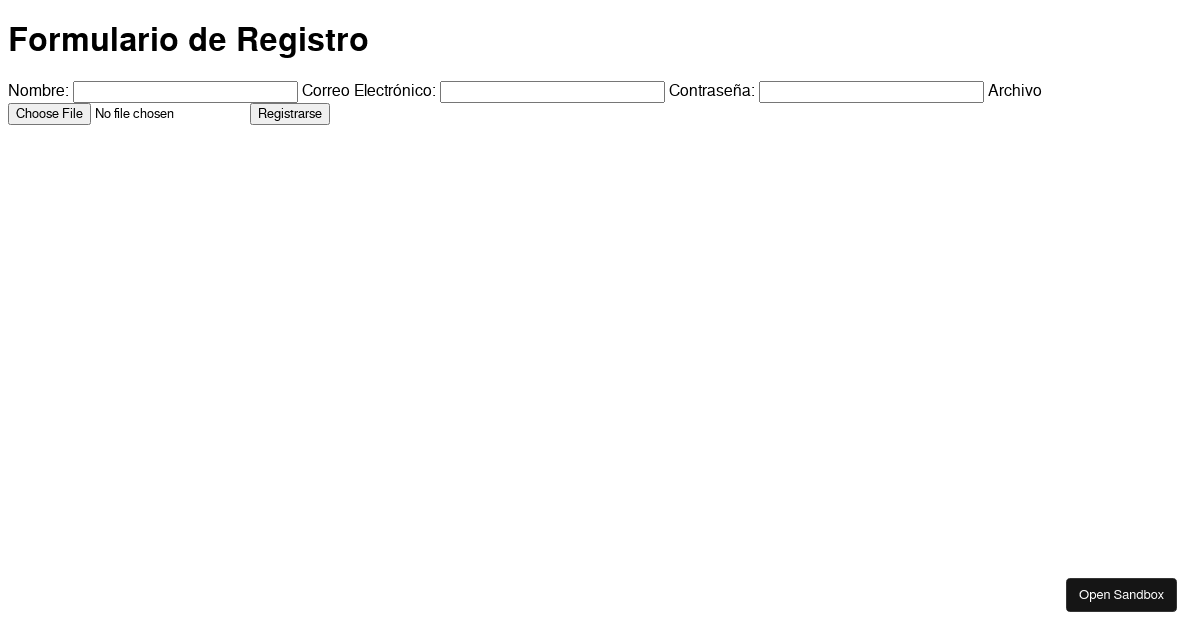 Formulario de Registro! - Codesandbox