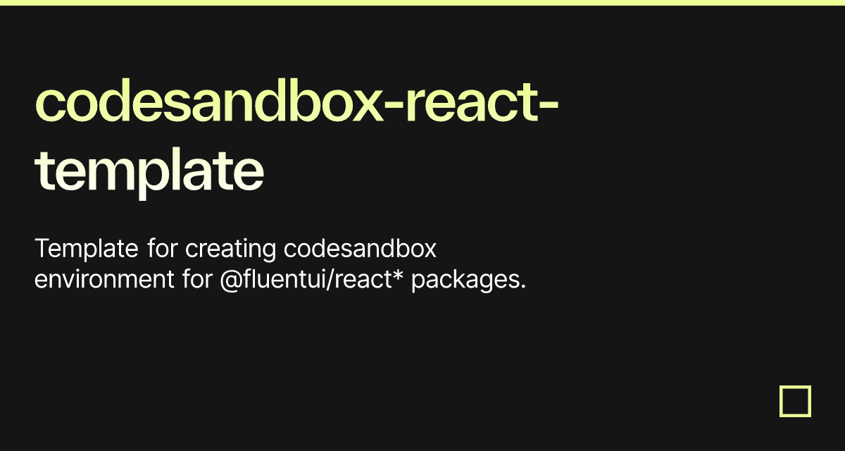 Codesandbox React Template Codesandbox