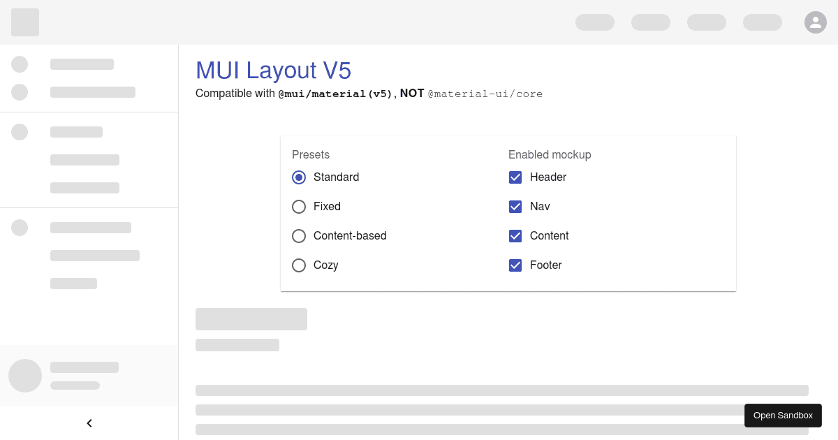 Material-UI Layout (forked) - Codesandbox