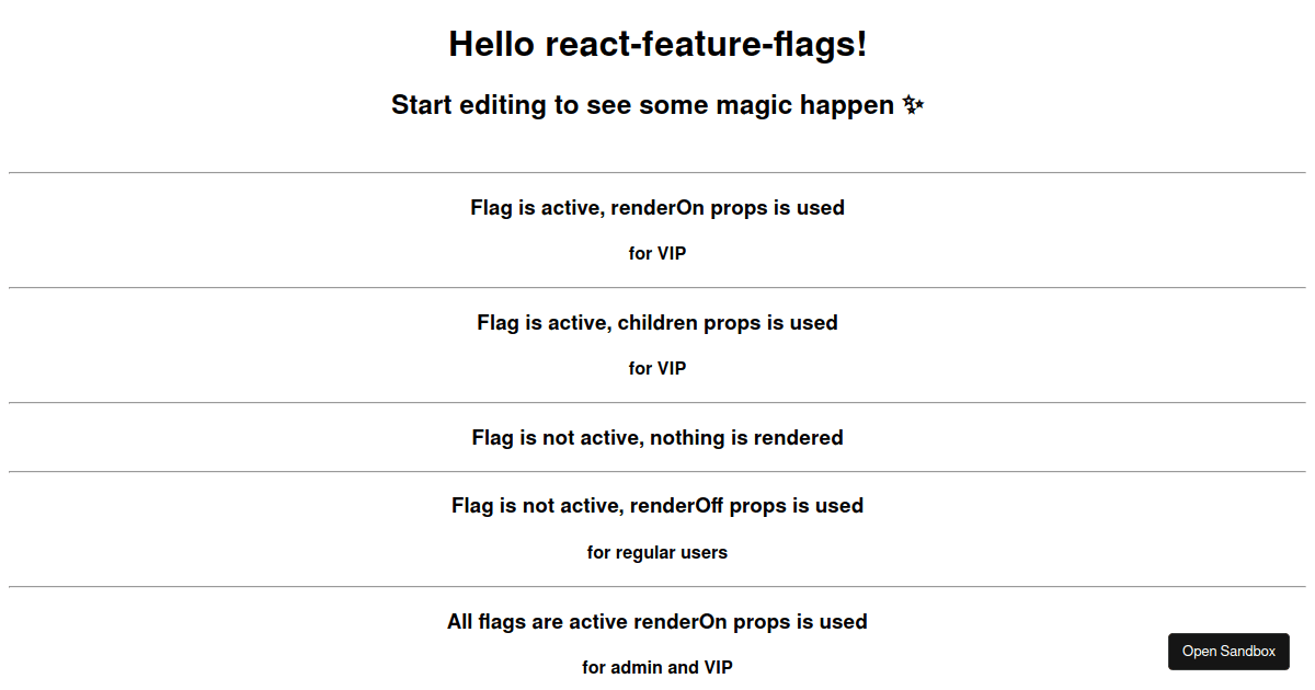 react-feature-flags-codesandbox - Codesandbox