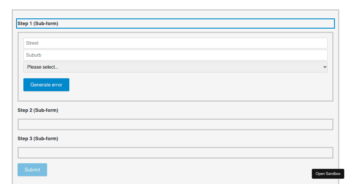 Formik SubForm Example - Codesandbox