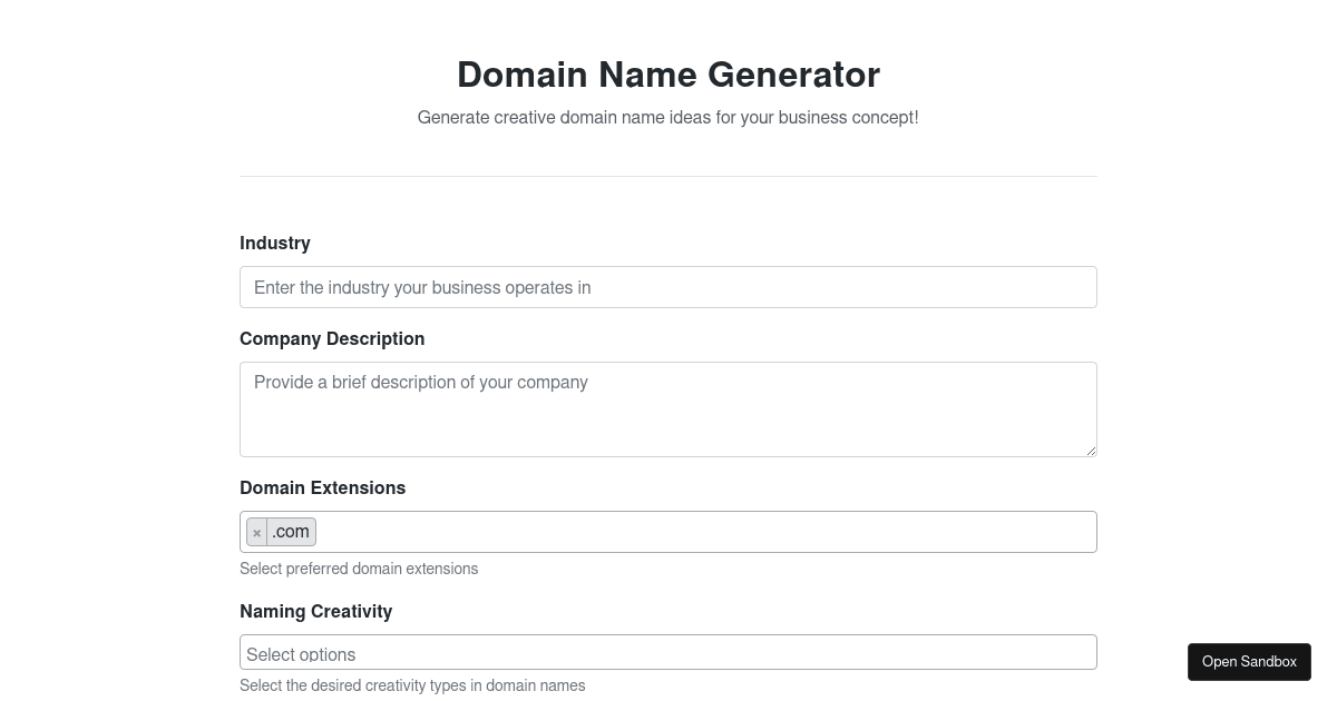 domain-name-generator - Codesandbox