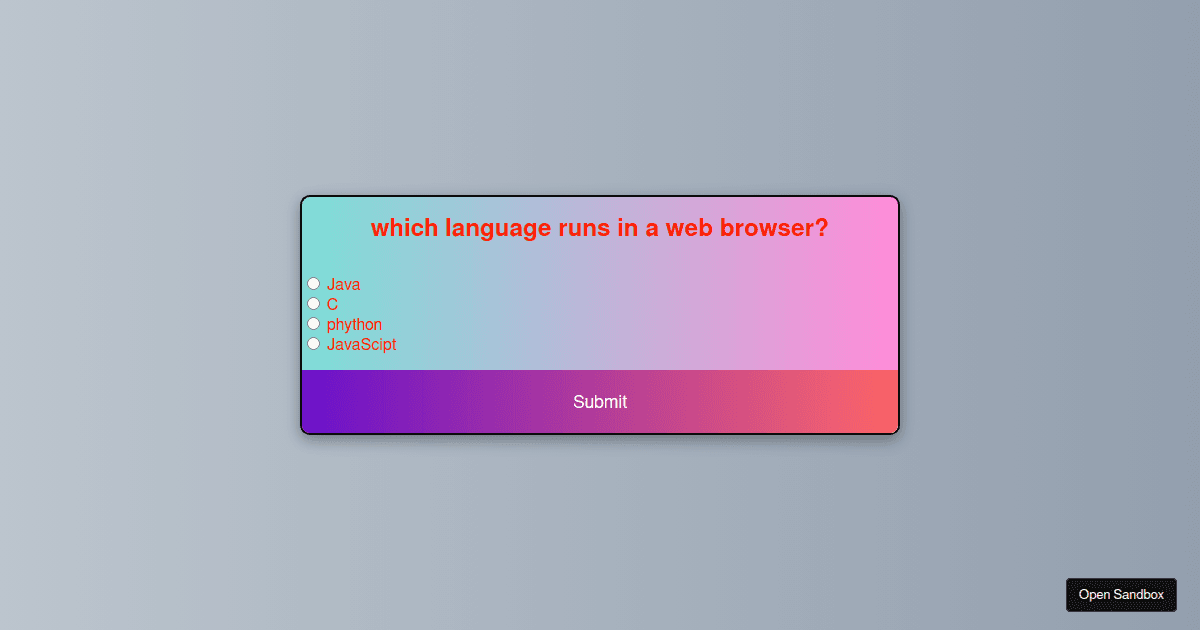 Quiz App - Codesandbox