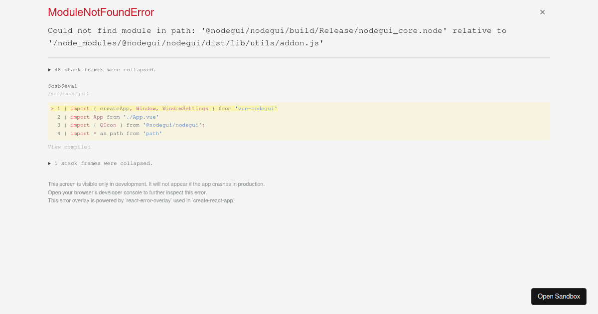 Vue Nodegui Example Codesandbox 