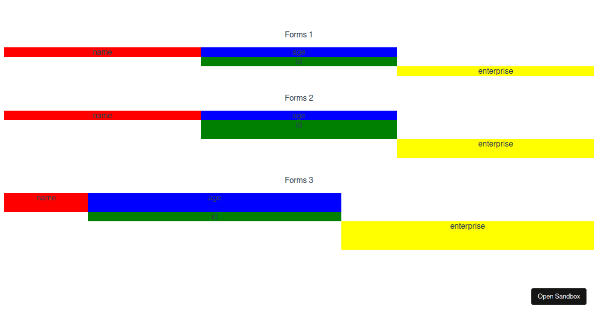 Css grid for dynamic forms inputs - Codesandbox