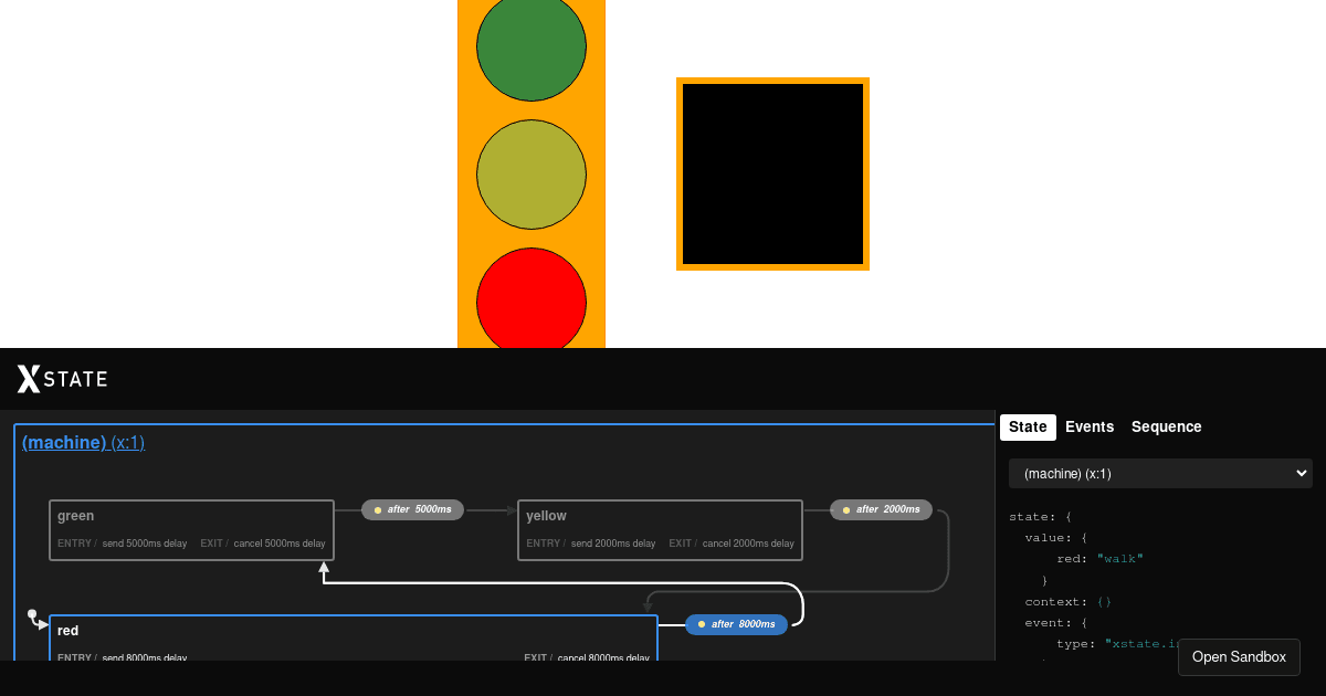 xstate-stoplight - Codesandbox