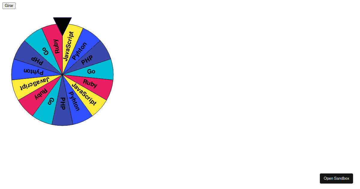 Ruleta con libreria - Codesandbox