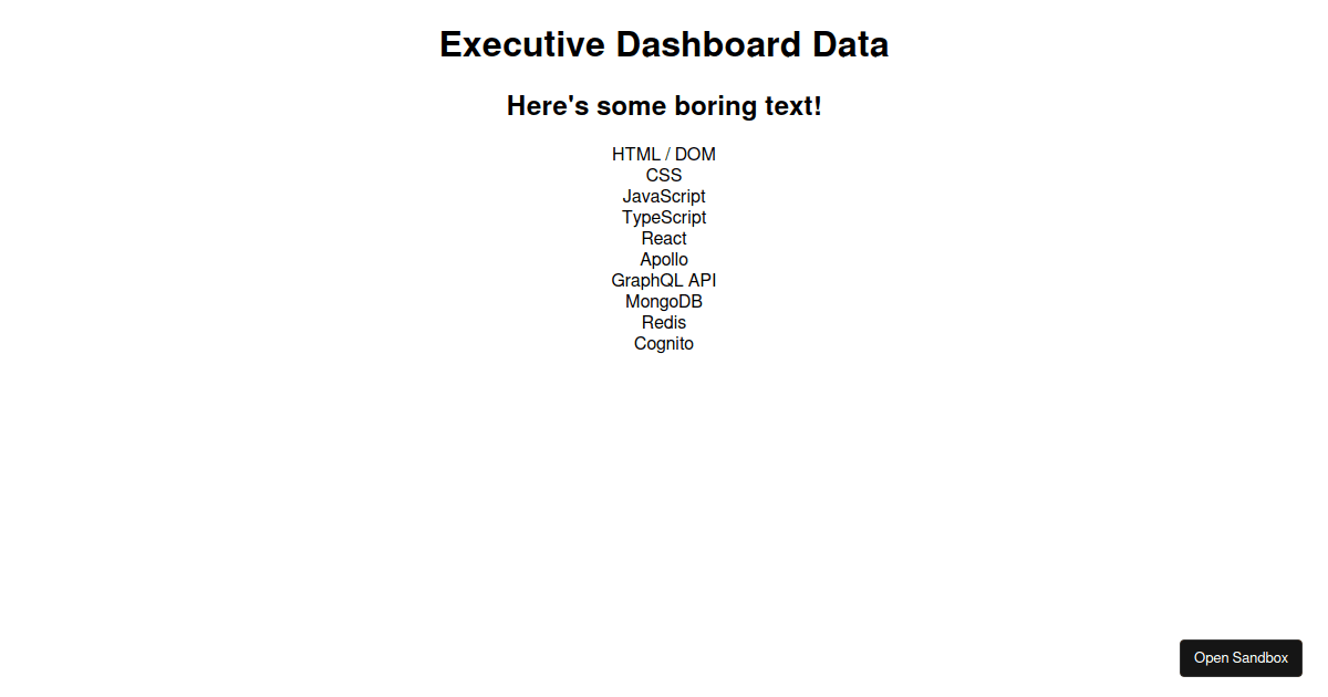 Full Stack Executive Dashboard - Codesandbox