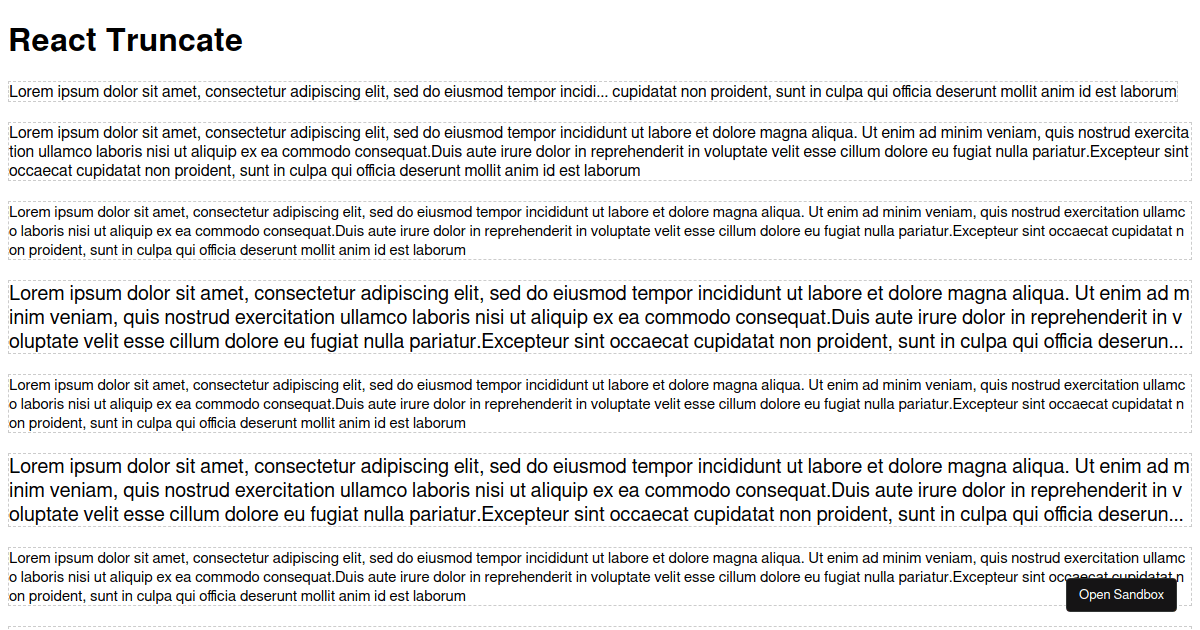 React Truncate - Codesandbox