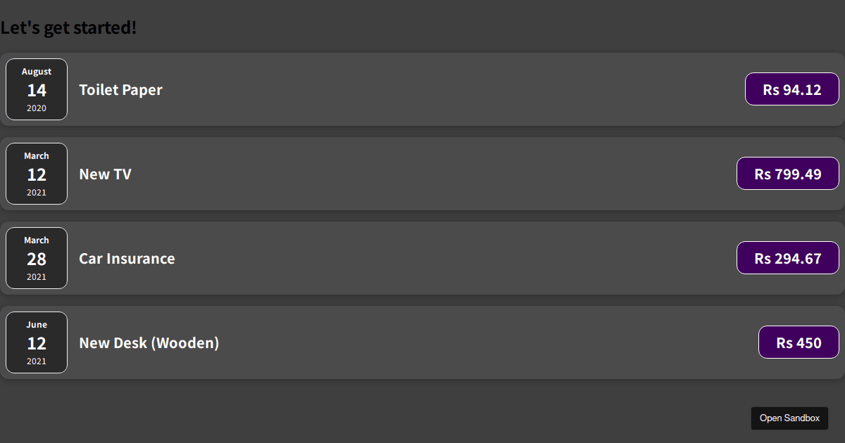 Expense Tracker - Codesandbox