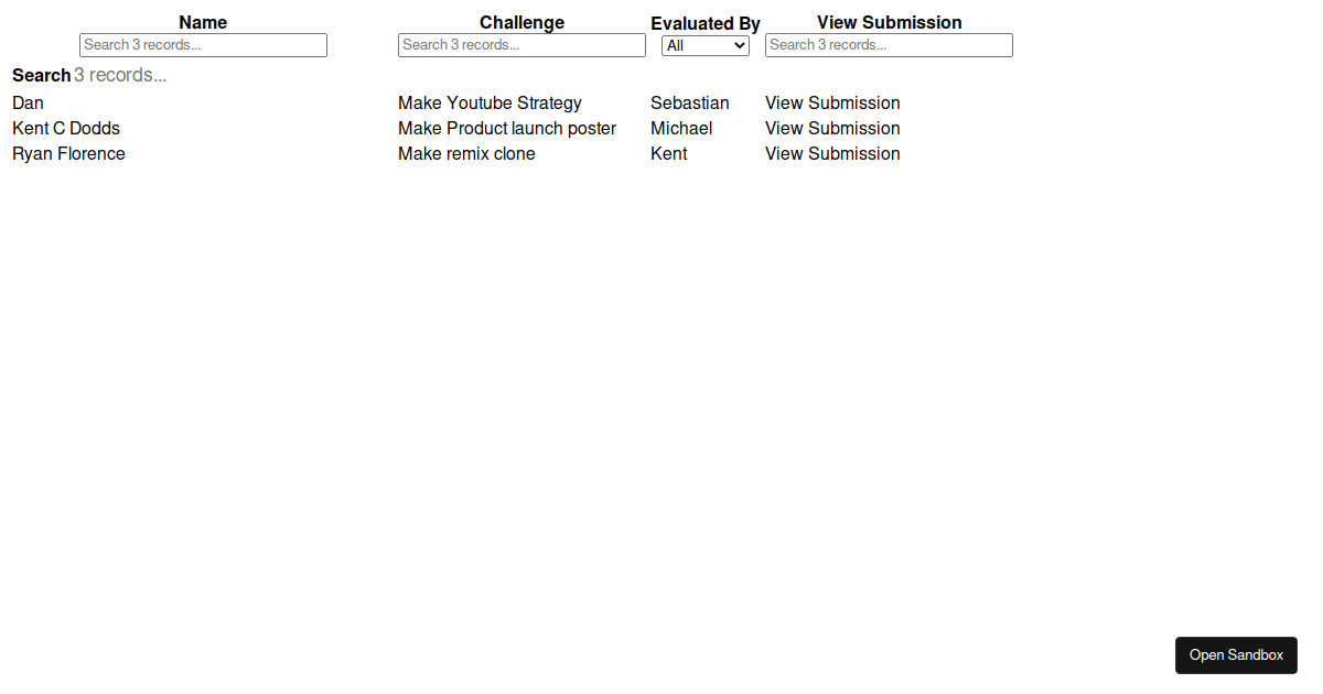 React Table Poc Codesandbox