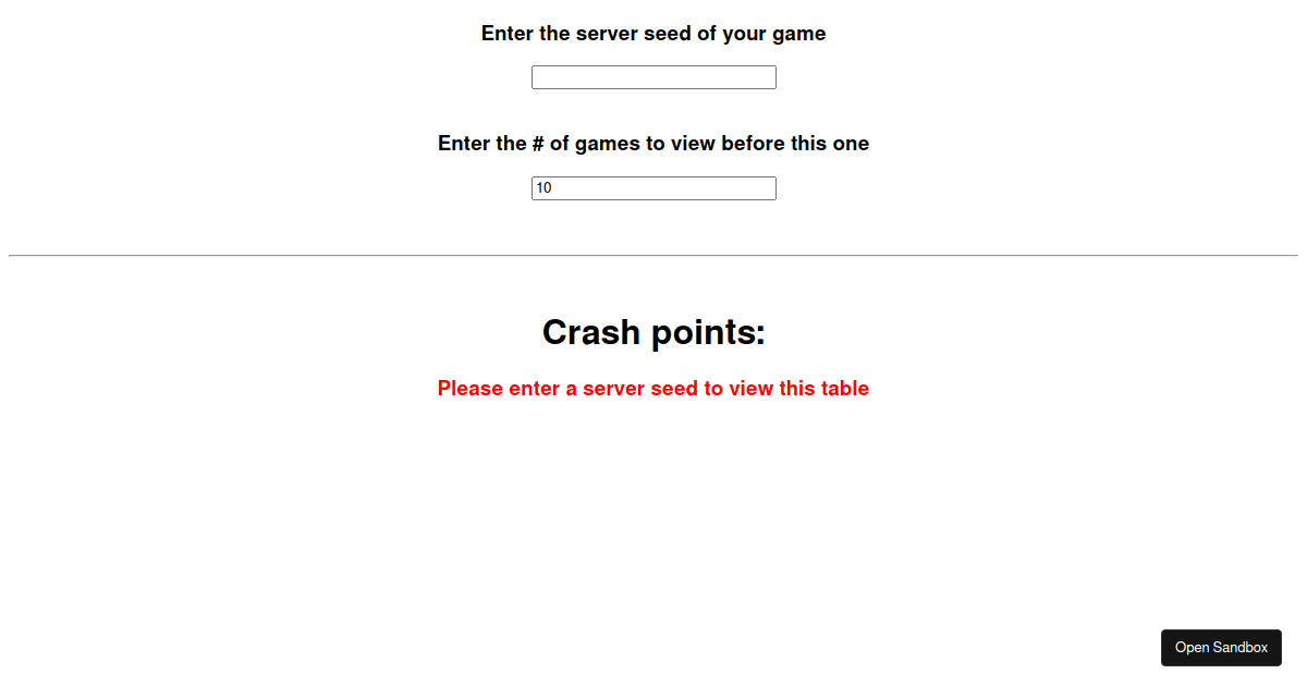Blaze.com - Crash Provably Fair - Codesandbox