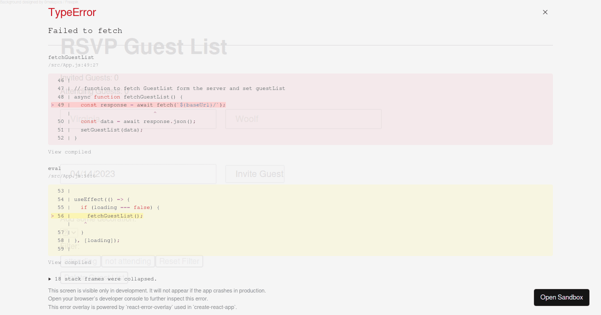 Guestlist Codesandbox