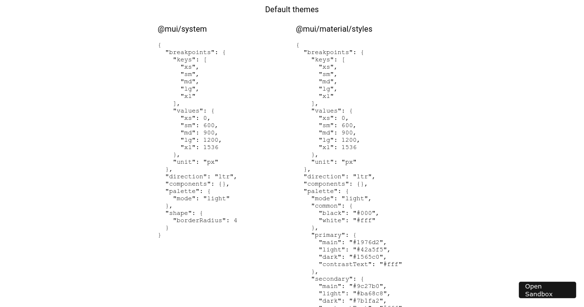 Default theme coparison - Codesandbox Default theme coparison - Codesandbox
