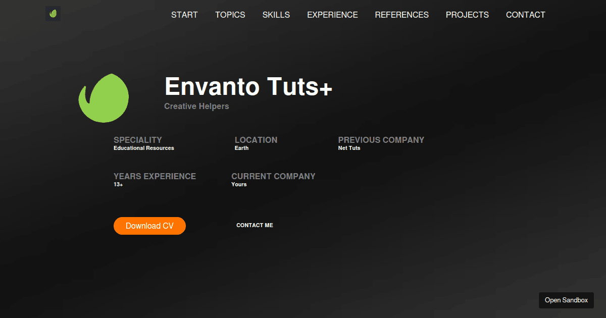 envato model - Codesandbox