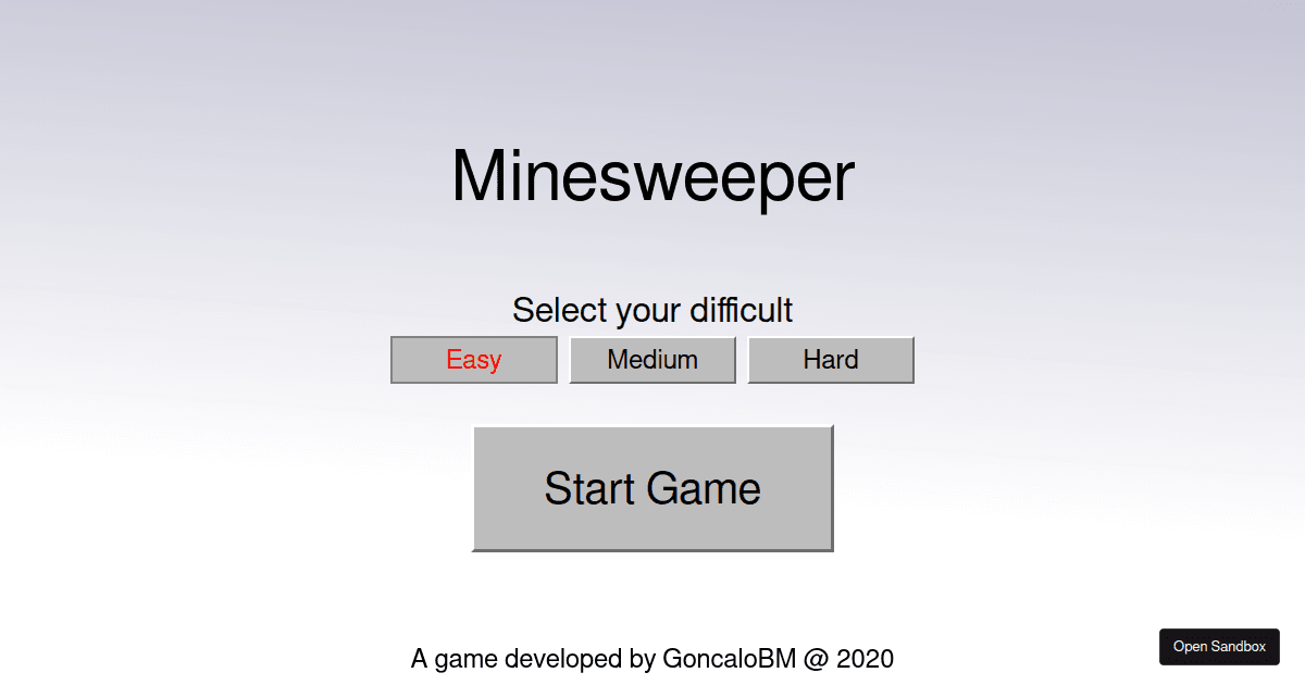 GoncaloBM/minesweeper - Codesandbox