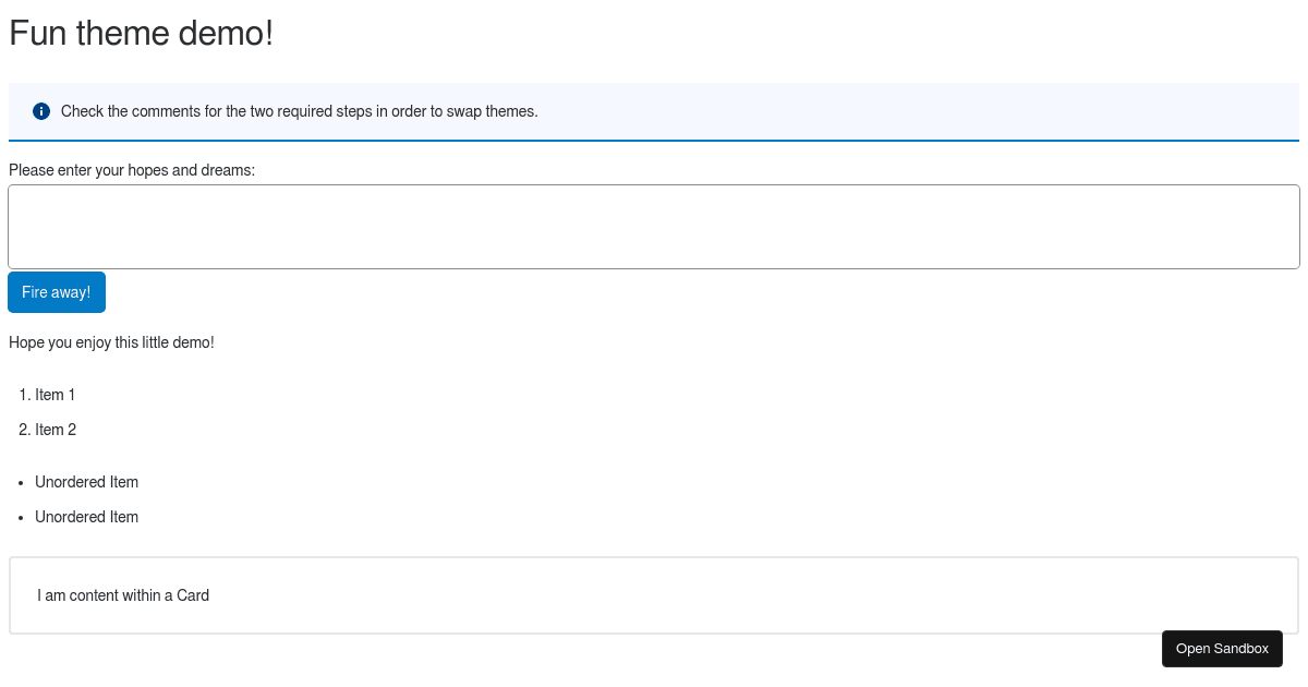 Swapping themes - Codesandbox