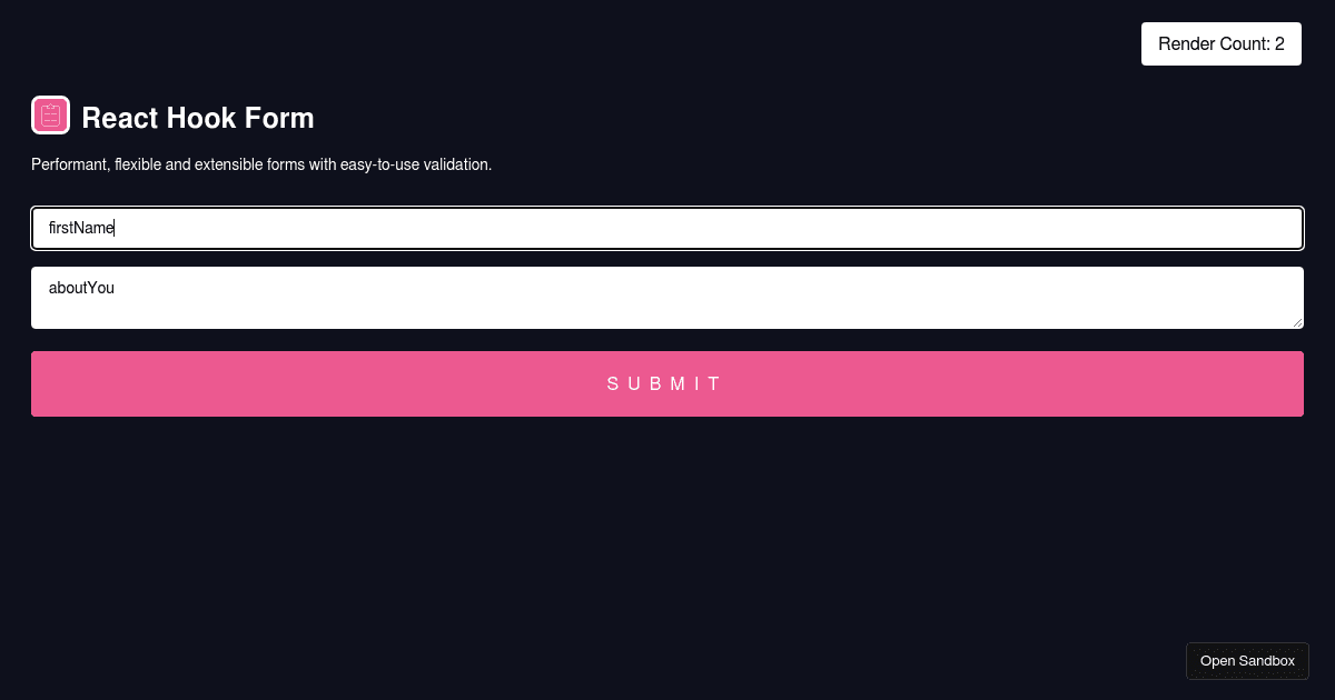 React Hook Form Js Forked Codesandbox