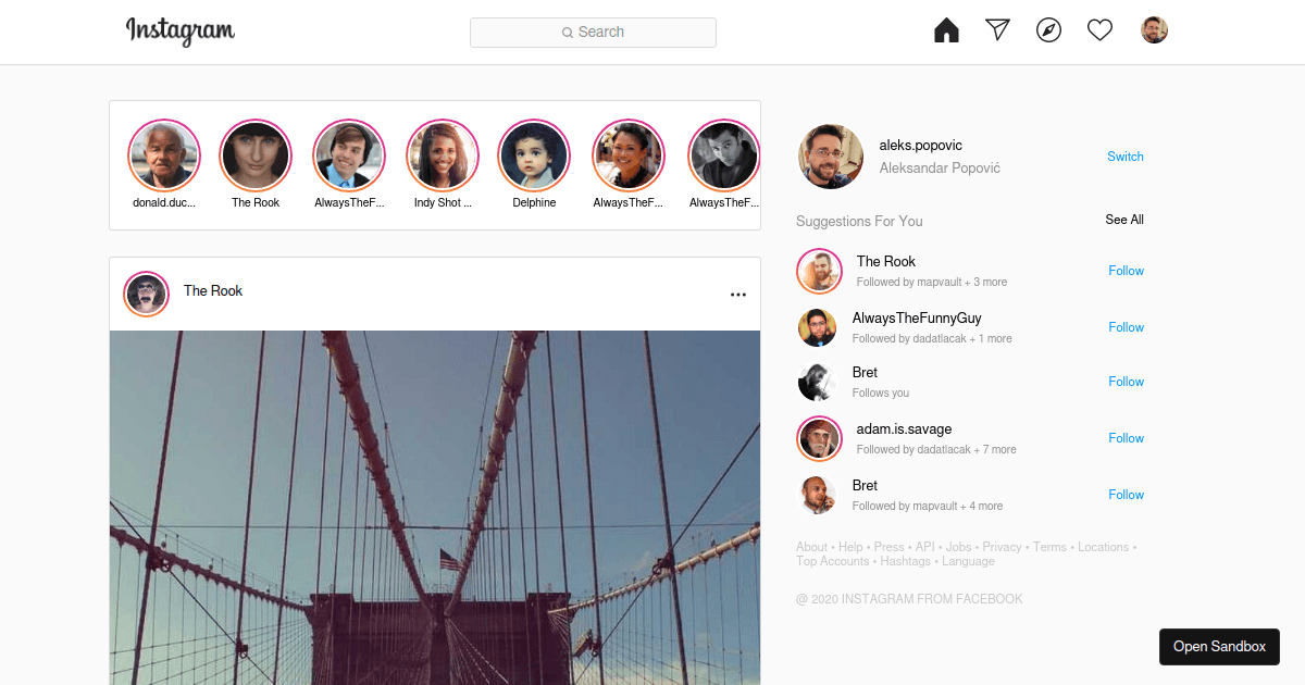instagram - Codesandbox