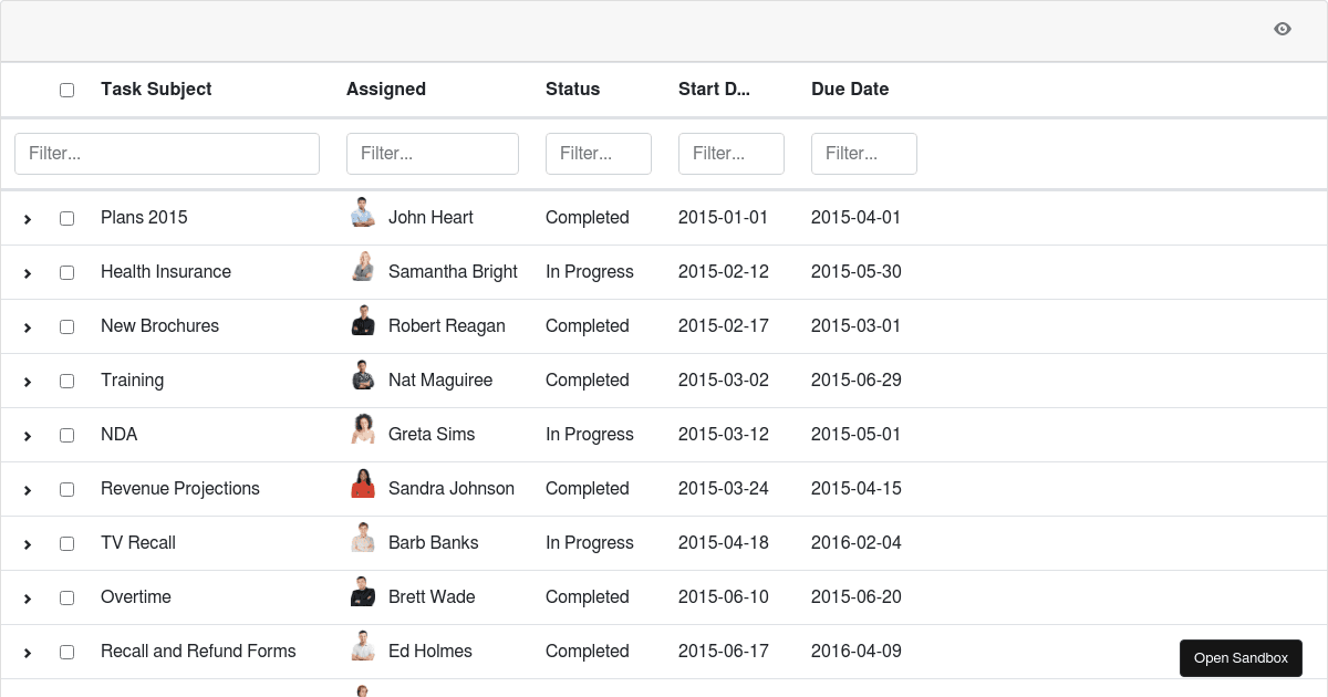 DevExtreme React Grid for Bootstrap 4 - Codesandbox