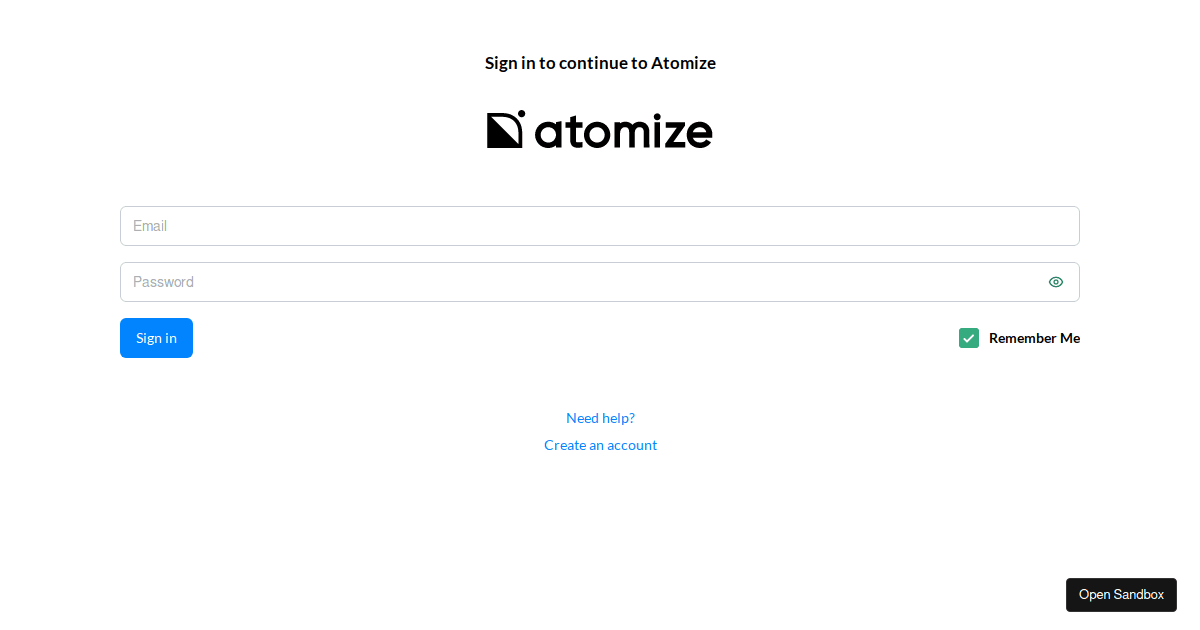Login Form - Atomize - Codesandbox