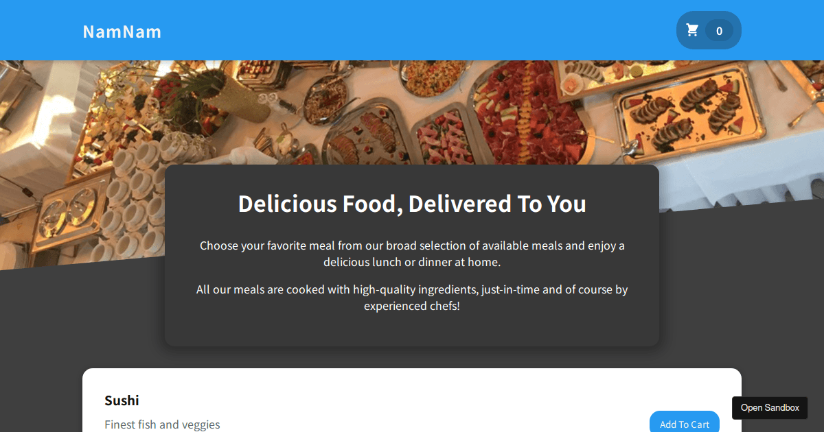 NamNam Dummy Food Order App - Codesandbox