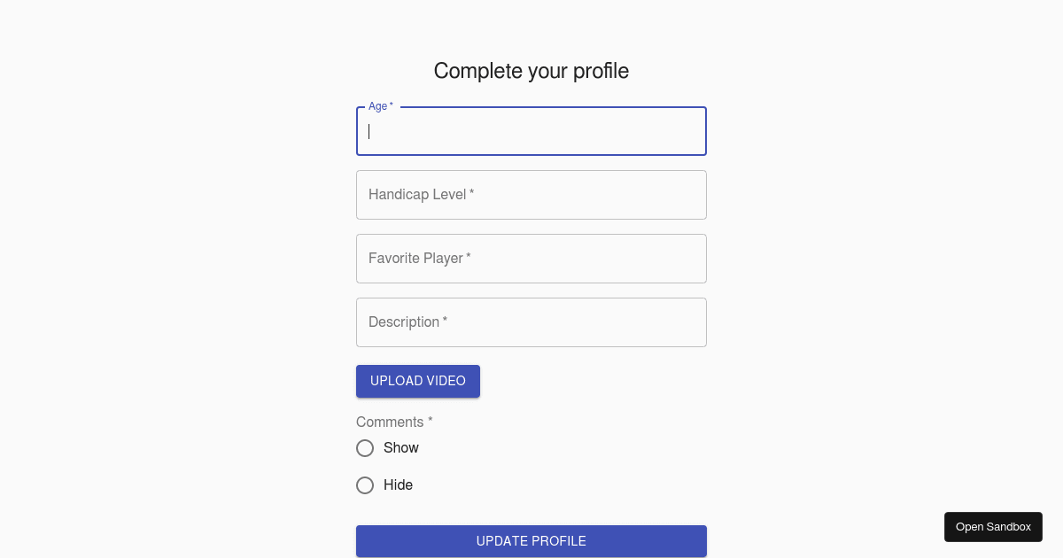Edit Profile - Codesandbox
