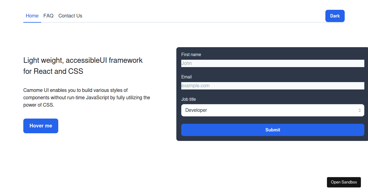 Using Camome to design highly customizable UI - Codesandbox