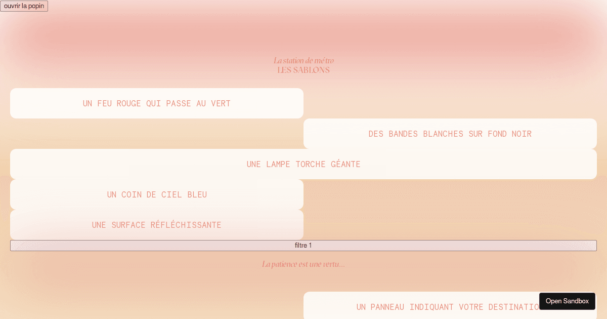 Test intégration filtre - Codesandbox