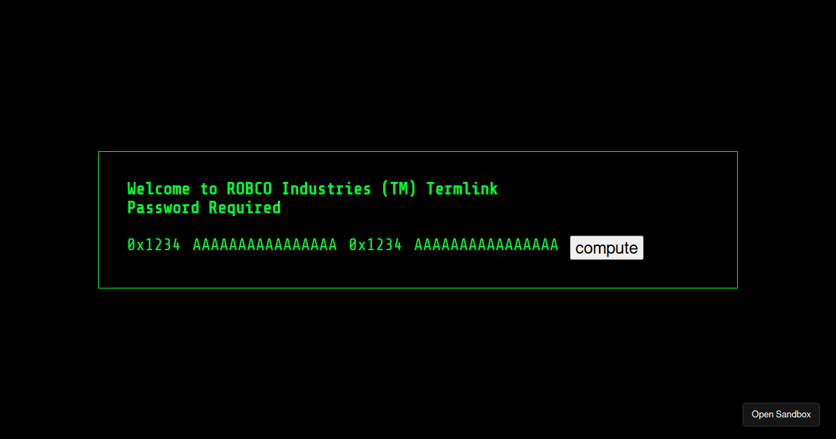 Fallout terminal hacking - Codesandbox