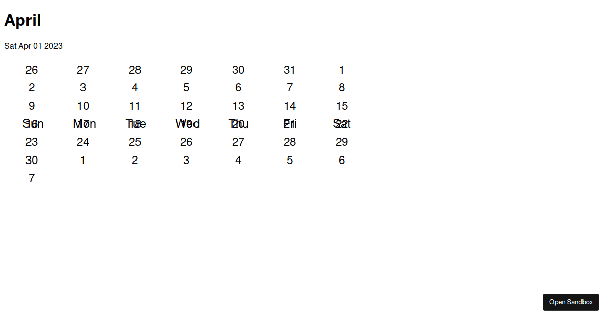 react-custom-calendar-with-Date() - Codesandbox