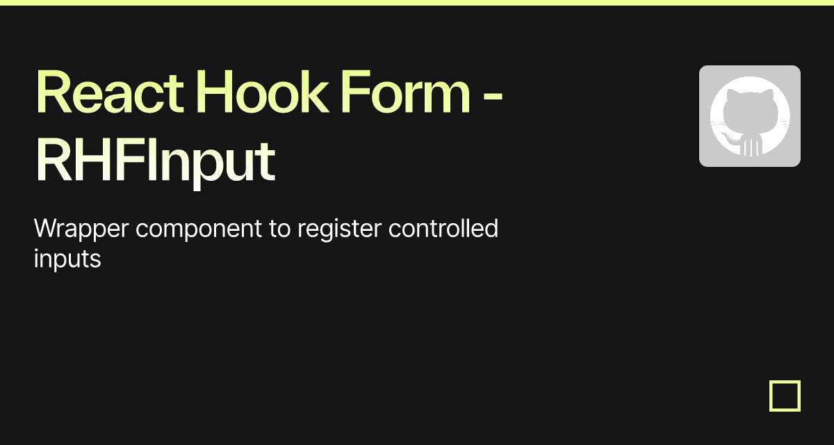 React Hook Form - RHFInput - Codesandbox