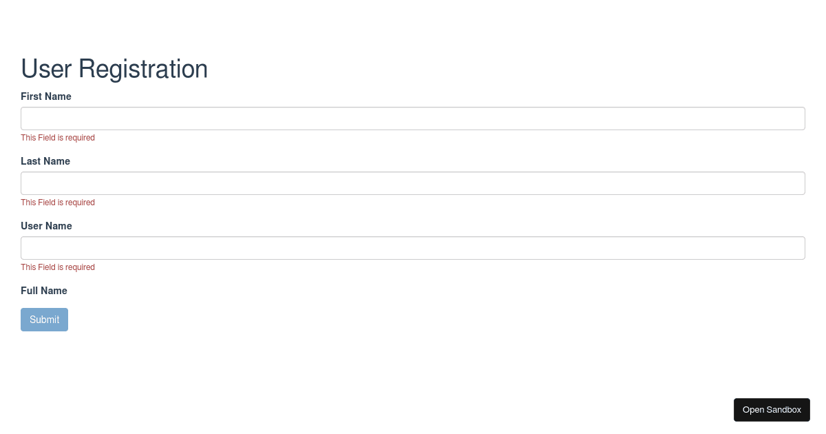 Reactive Form Validation in VUE (forked) - Codesandbox