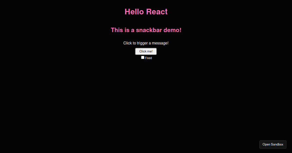 react-portal-snackbar - Codesandbox