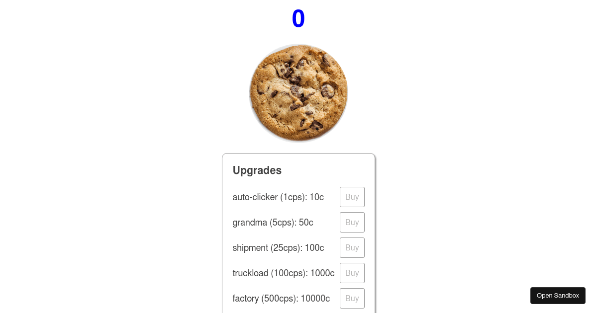 Cookie Clicker (forked) - Codesandbox