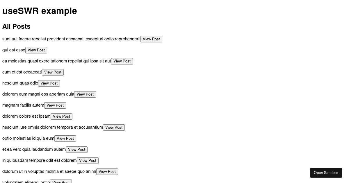 simple useSWR example - Codesandbox