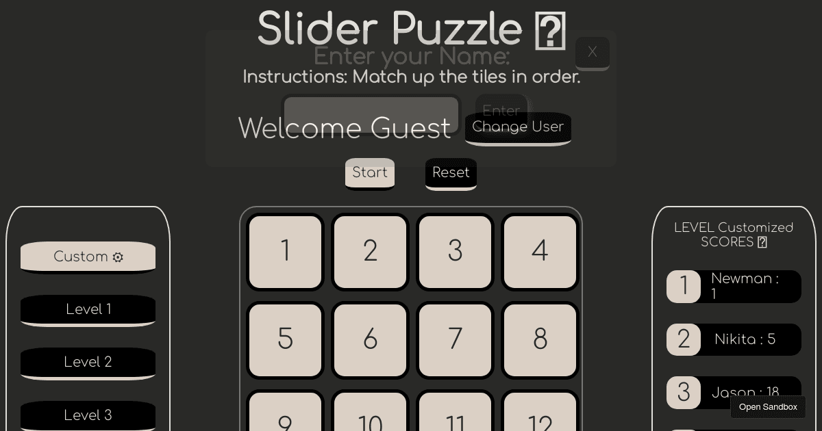 owasimul-sidick-justin-lema-nikita-masenov-project3-slider-puzzle - Codesandbox