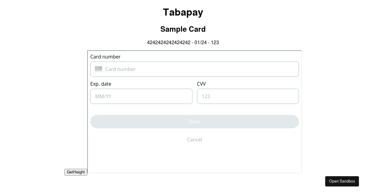 tabapay iframe - Codesandbox