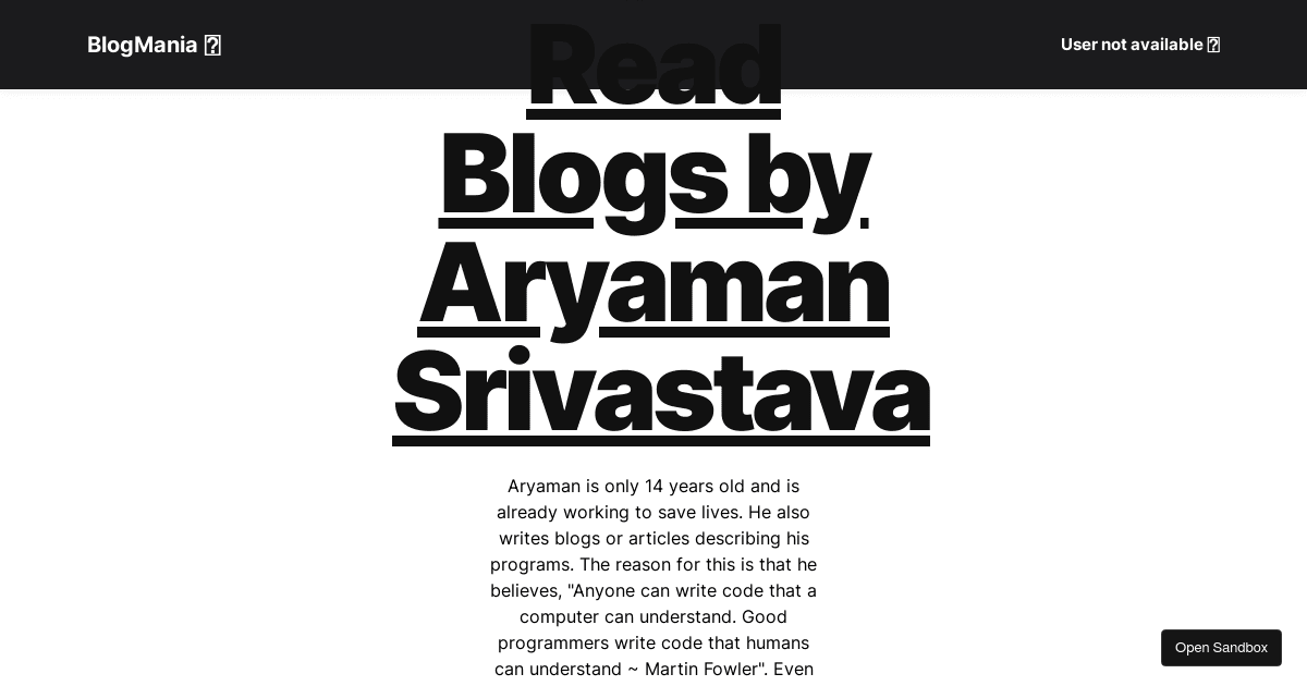 blog website - Codesandbox