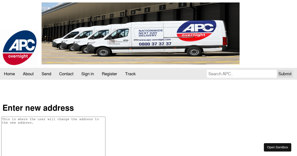 change address - Codesandbox