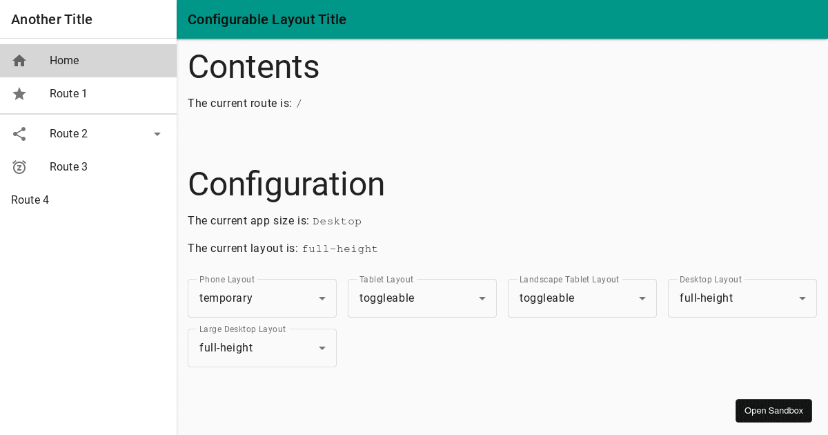 Layout Example - Configurable Layout - Codesandbox