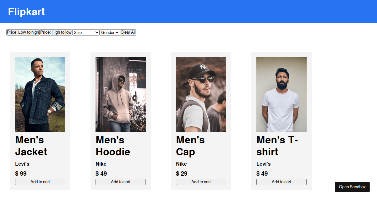 Flipkart clone - Codesandbox