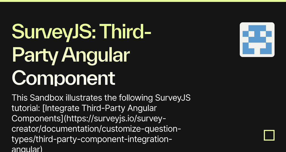 Surveyjs Third Party Angular Component Integration Forked Codesandbox