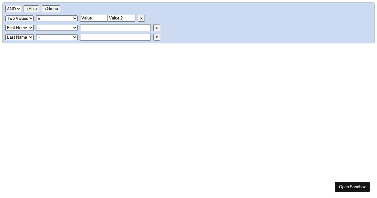 React Query Builder Two Value Valueeditor Codesandbox