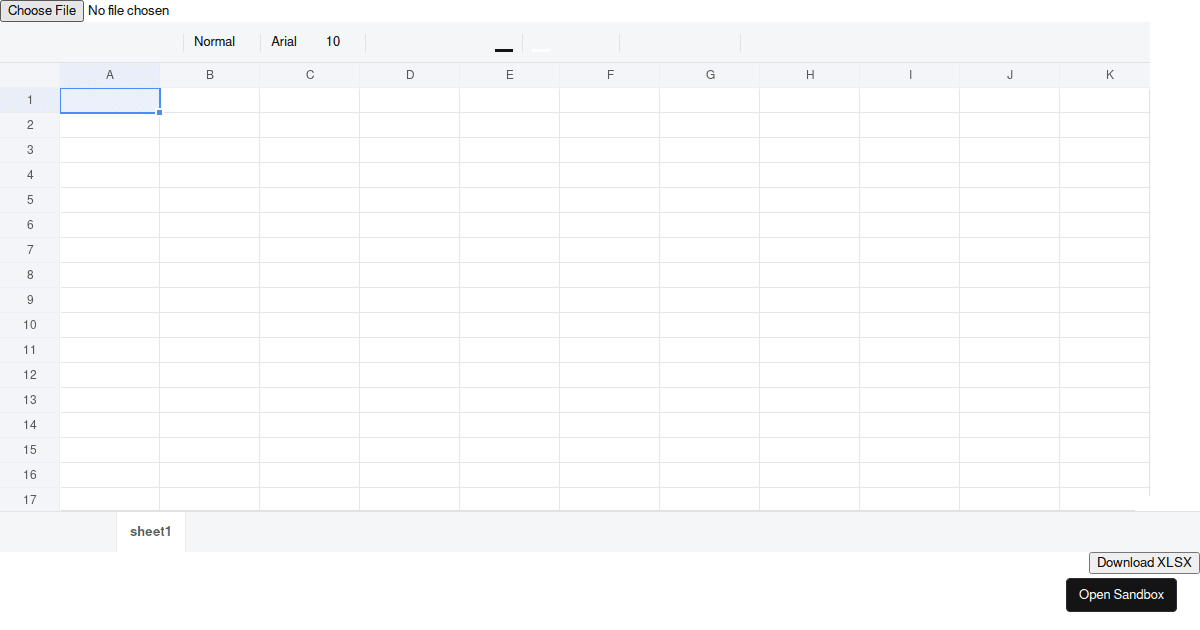 X Data Spreadsheet React Js Codesandbox