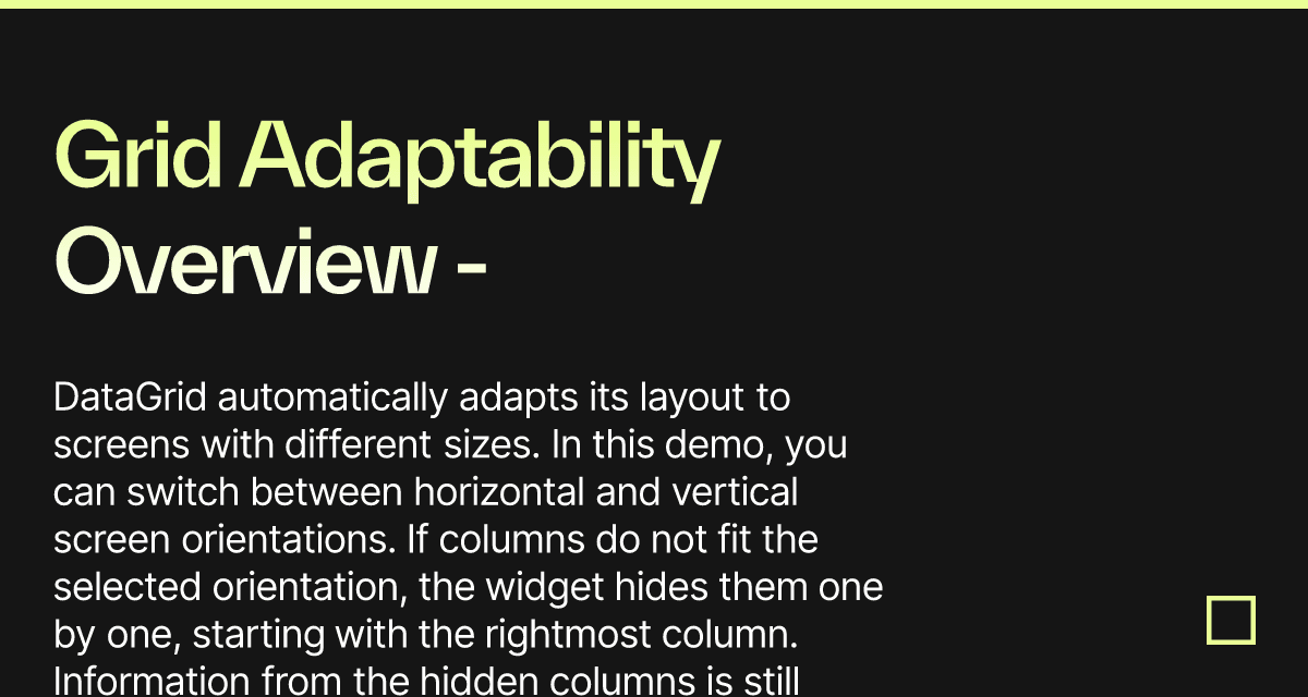 Grid Adaptability Overview Devextreme Data Grid Codesandbox