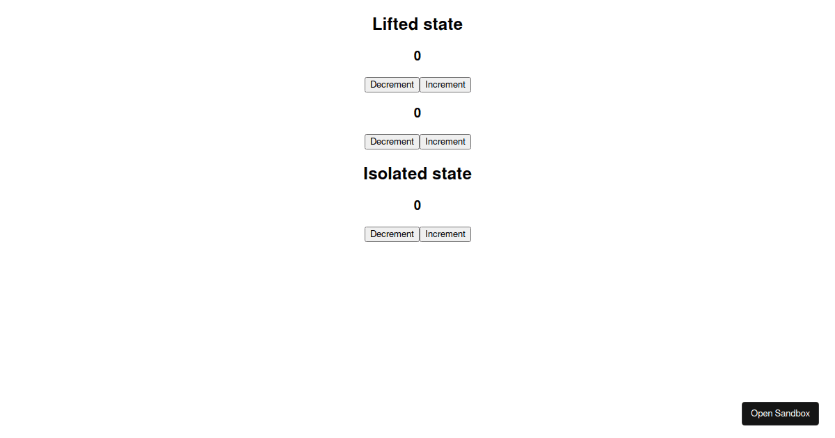 React Hooks Lifting State Up - Codesandbox
