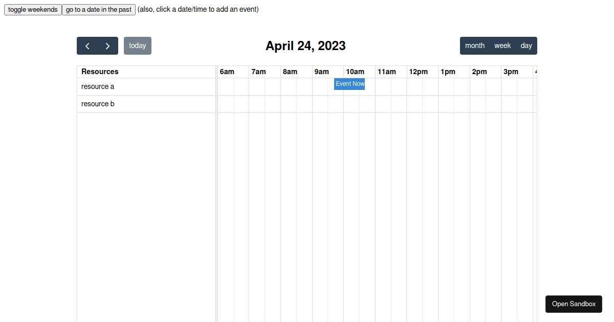 FullCalendar Vue w Resources - Codesandbox